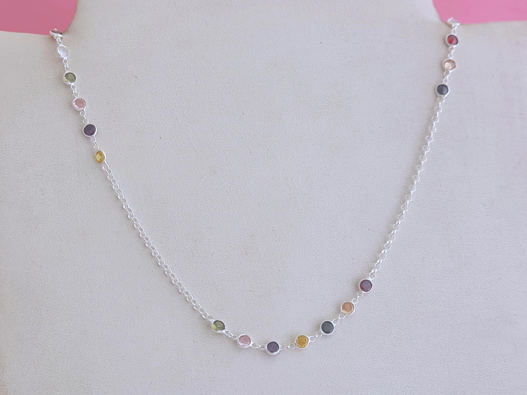 CA1108 Cadena mini rolo con cubics colores grupos 40+3cm